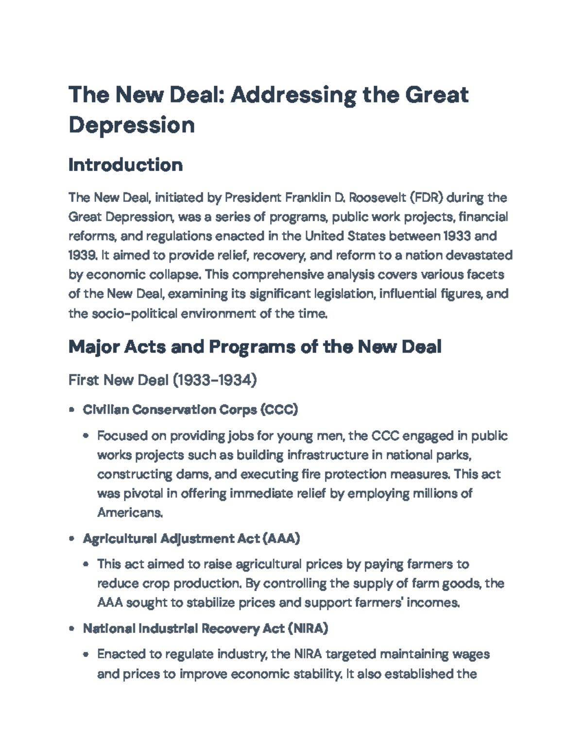 New Deal Overview: Key Programs, Figures, and Controversies (HIST 101 ...