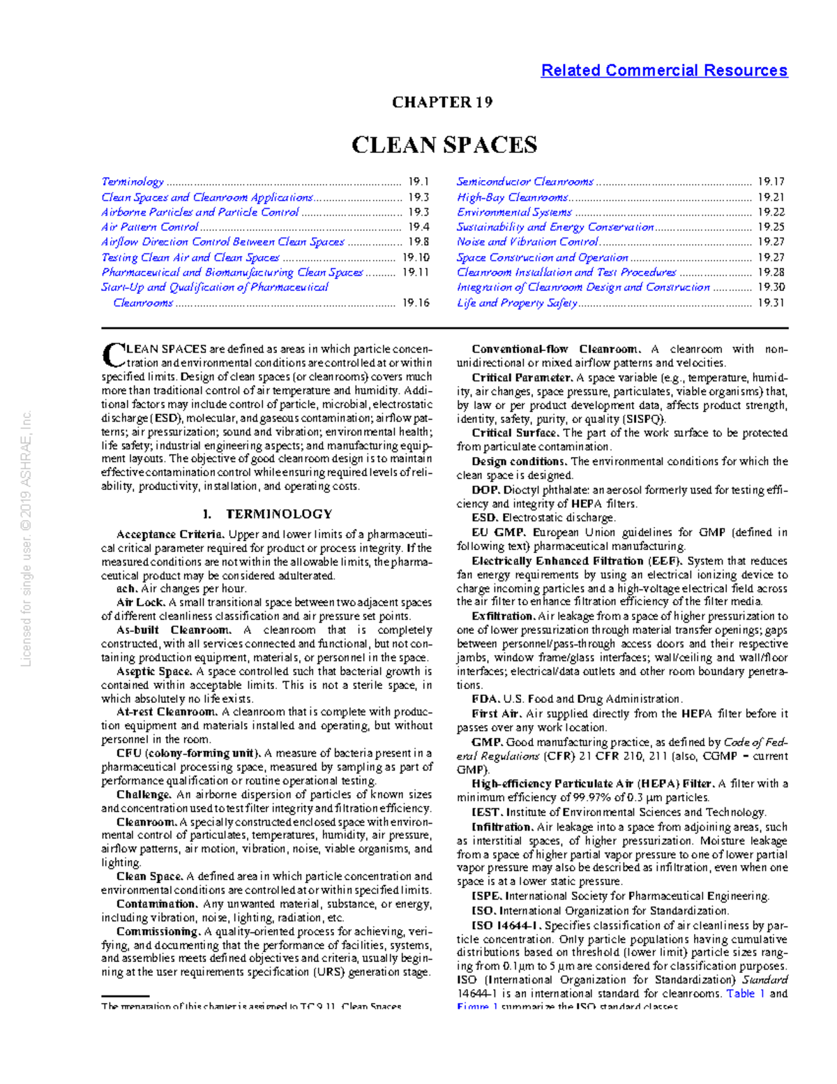 ASHRAE Handbook 2019 HVAC Applications - Chapter 19: Clean Spaces - Studocu