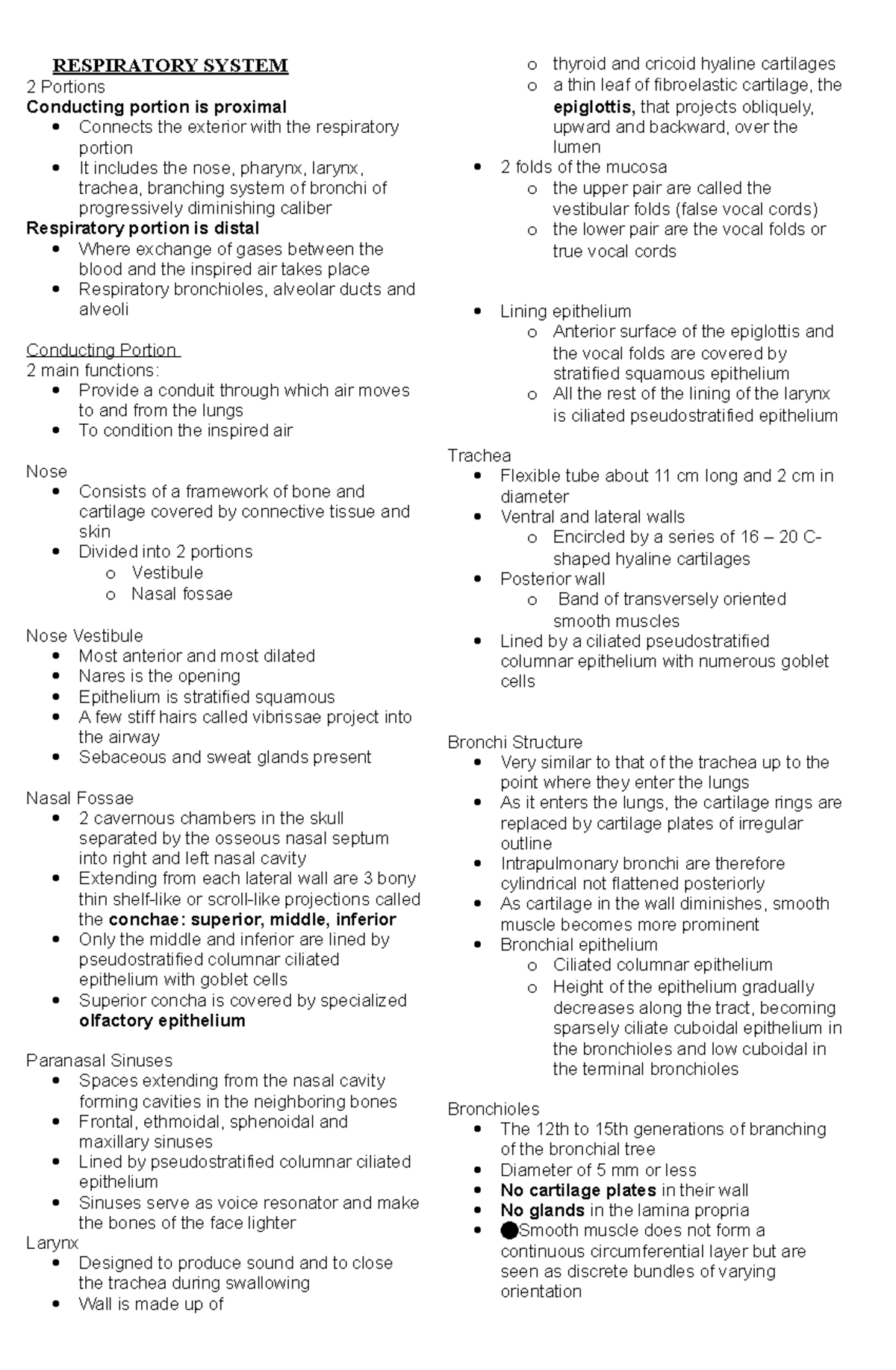 Respiratory AND Urinary System - RESPIRATORY SYSTEM 2 Portions ...