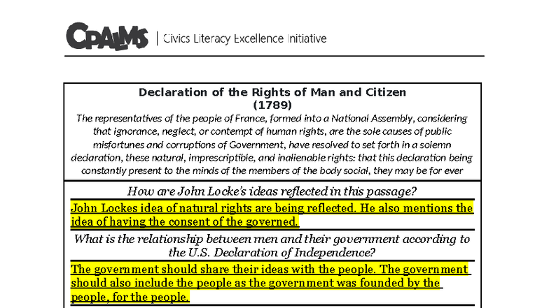 Influences on Founding Documents: Practice and Analysis (CIVICS) - Studocu