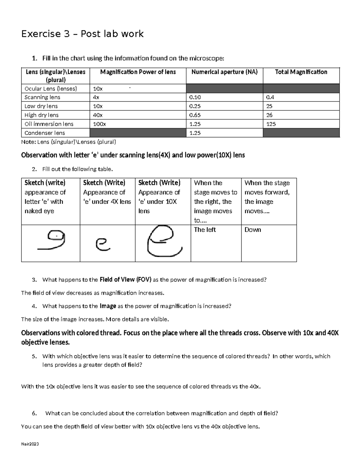 Micro lab Exercise 3 micro lab final - Exercise 3 – Post lab work 1 ...