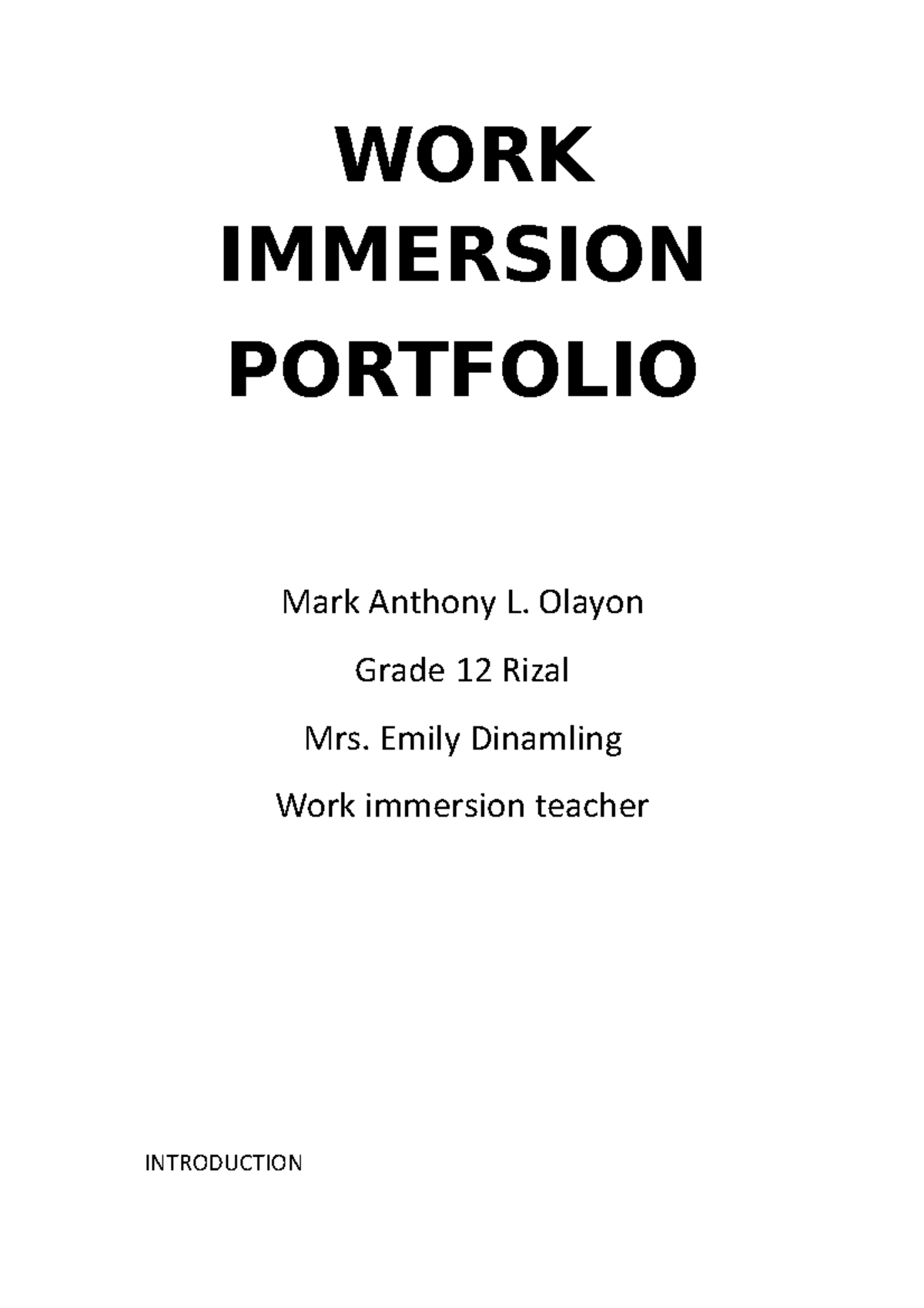 WORK Immersion-WPS Office - WORK IMMERSION PORTFOLIO Mark Anthony L ...