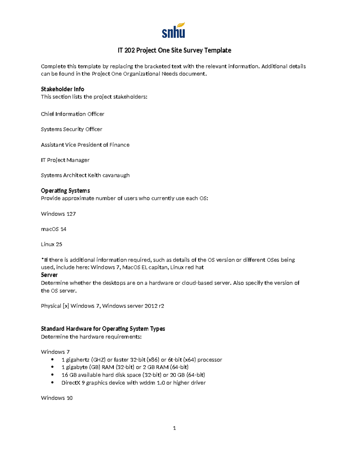 IT 202 Project One Site Survey and Recommendations Report - Studocu