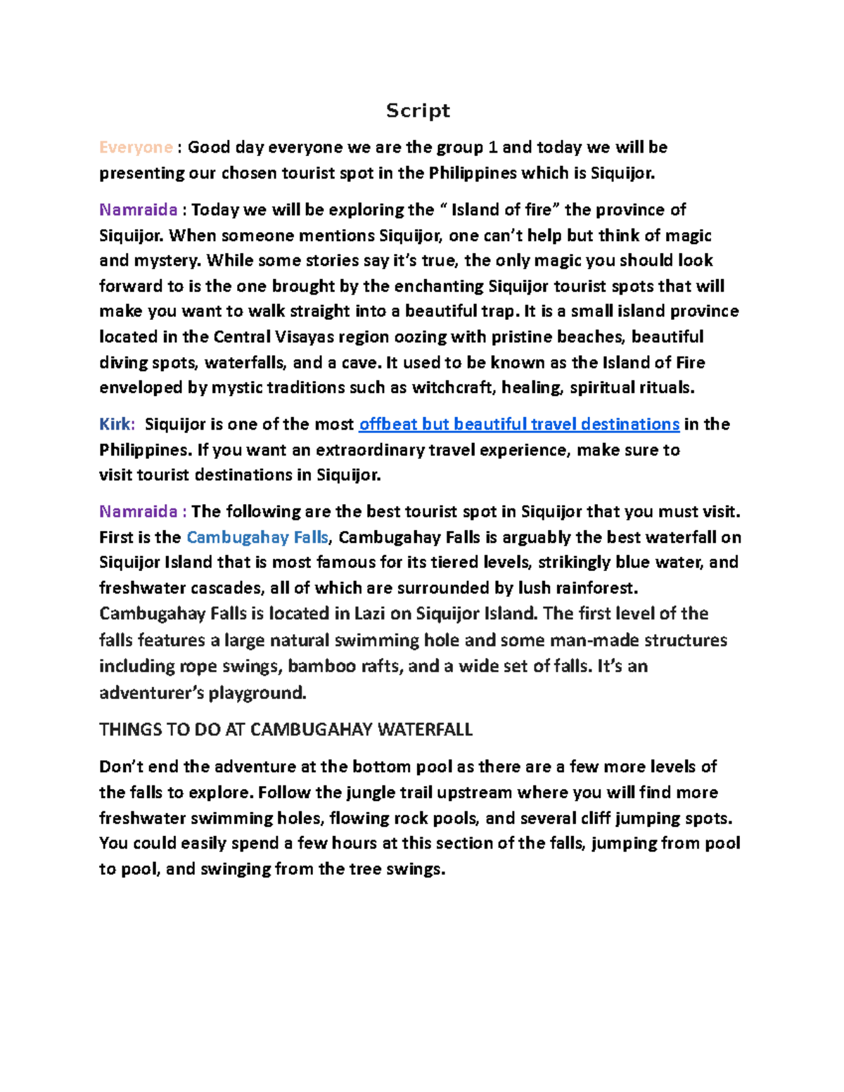 Oral-com g1 - Bdosxjbxkkcbhdkcbbdkssnbc - Script Everyone : Good day everyone we are the group 1 ...