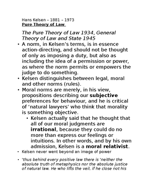 Hart's Concept of Law - Lecture Notes on Hart's law - Hart's Concept of ...