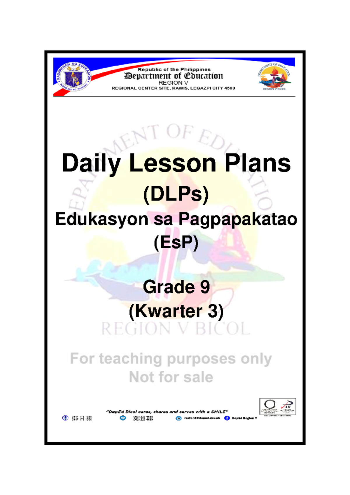 Pdfcoffee - lessonplan - Daily Lesson Plans (DLPs) Edukasyon sa Pagpapakatao (EsP) Grade 9 ...
