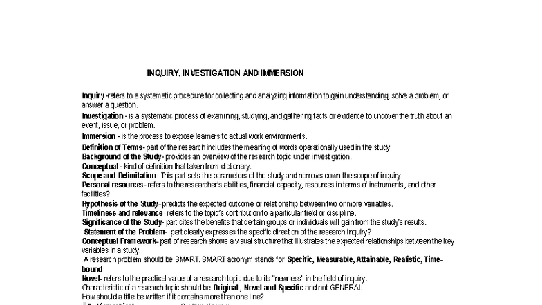 Inquiry, Investigation, and Immersion: A Comprehensive III Reviewer ...