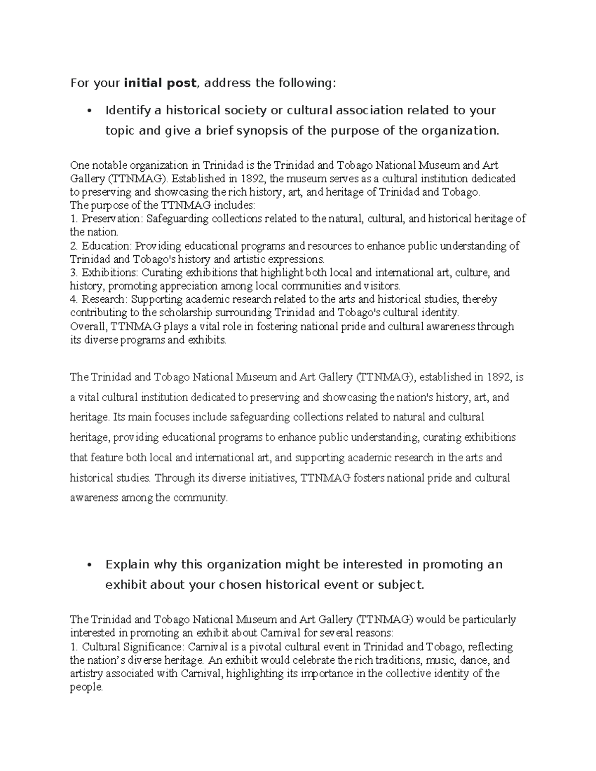 TTNMAG Carnival Exhibit: Celebrating Heritage and Community Engagement - Studocu