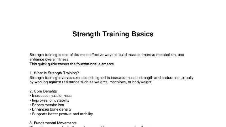 Strength Training Basics: A Quick Guide to Building Muscle - Studocu