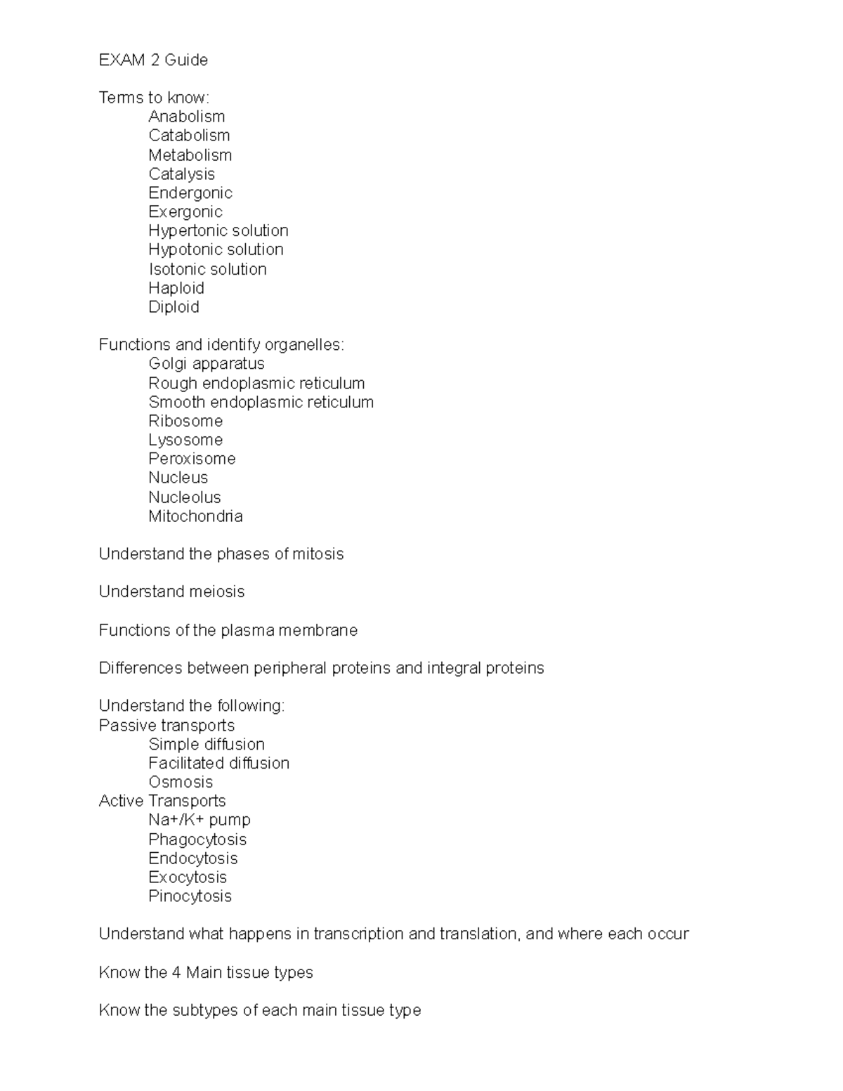 EXAM 2 Study Guide: Key Terms & Concepts in Biology - Studocu