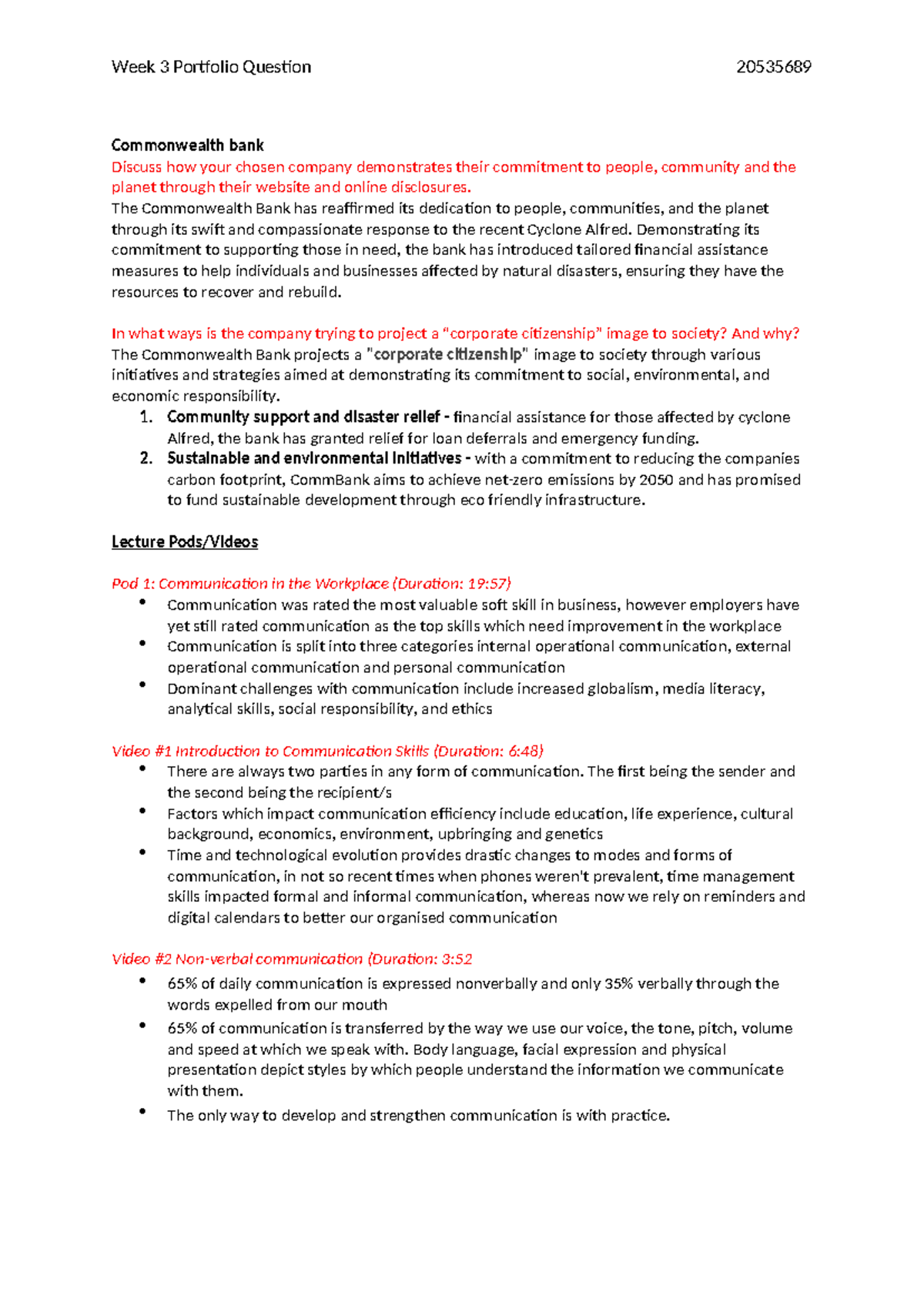 Week 3 Portfolio Q20535689: CommBank's Commitment to Community & Planet ...