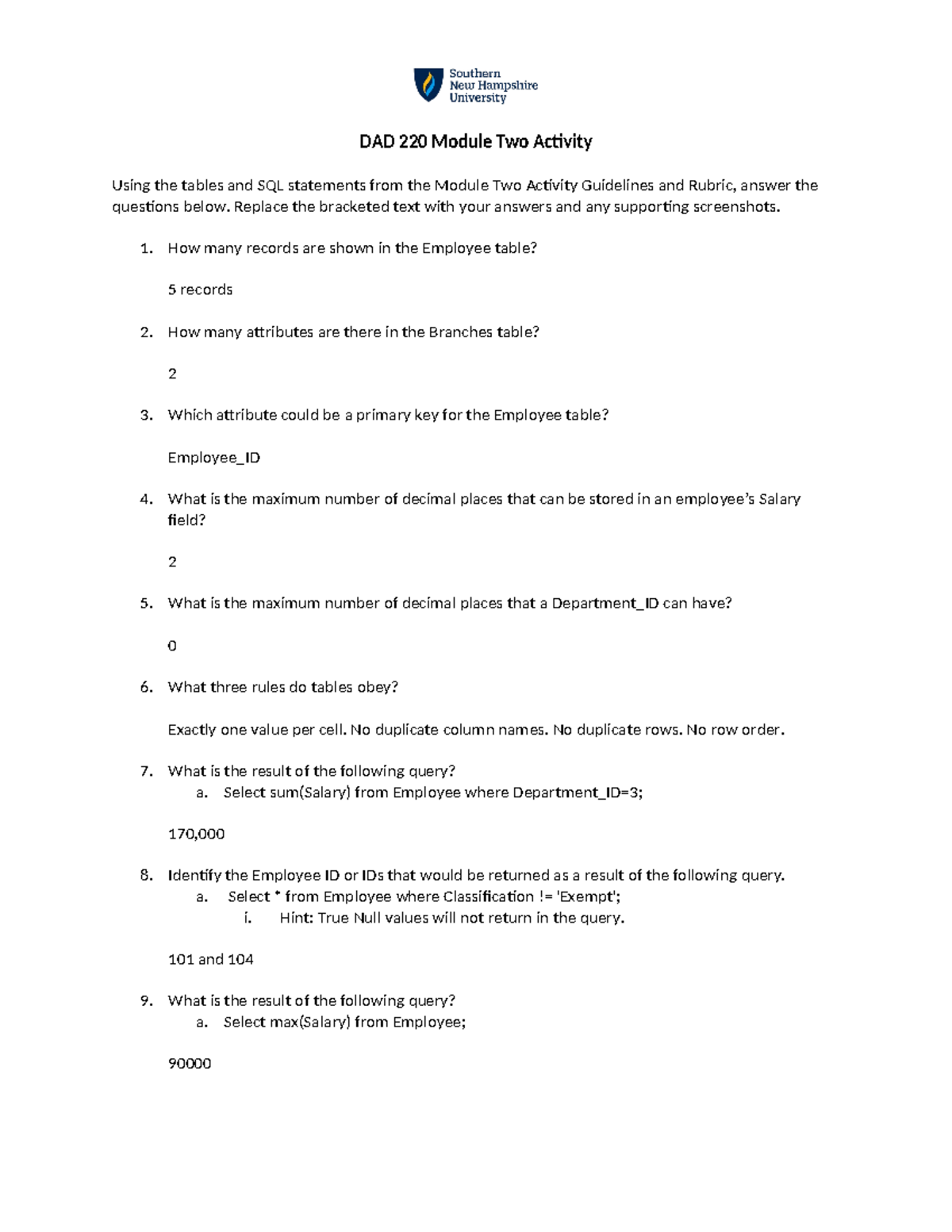 DAD 220 Module Two Activity - DAD 220 Module Two Activity Using the ...