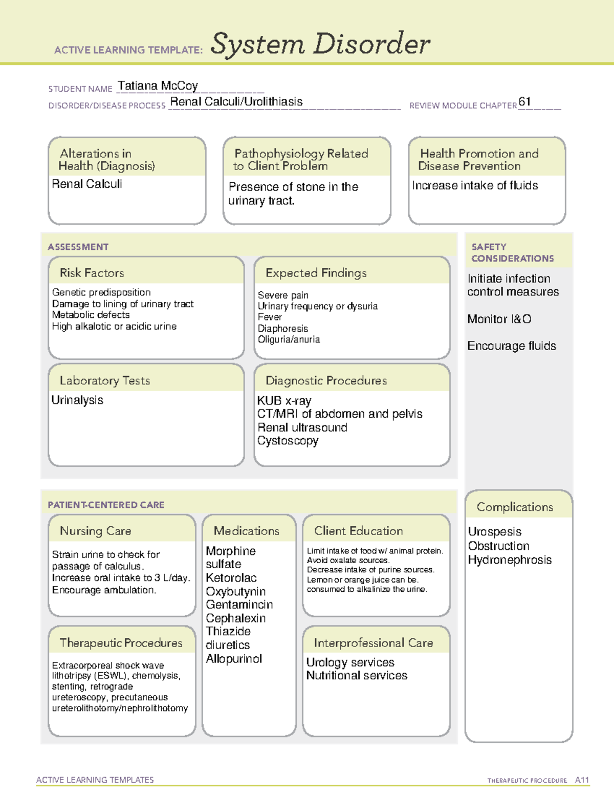 ALT-THERAPEUTIC PROCEDURE: Renal Calculi Management Notes - Studocu