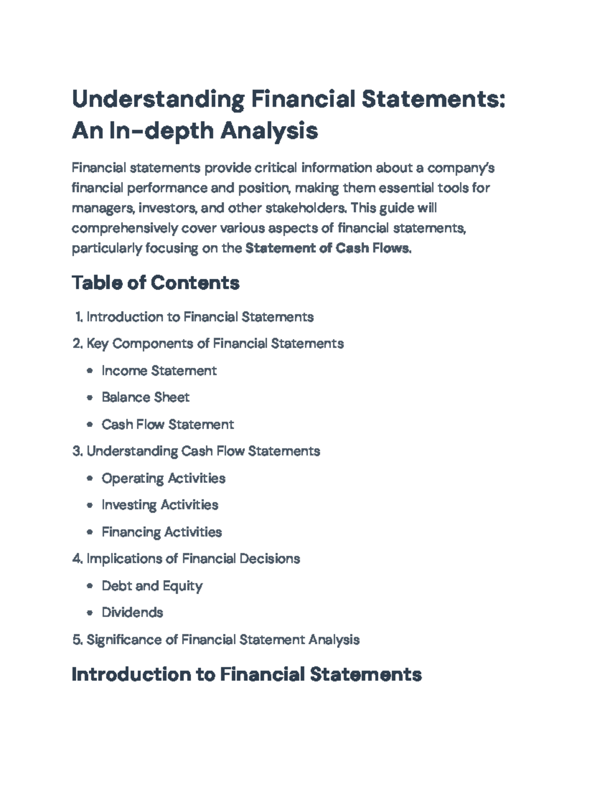 Understanding Financial Statements: A Comprehensive Guide on Cash Flow ...