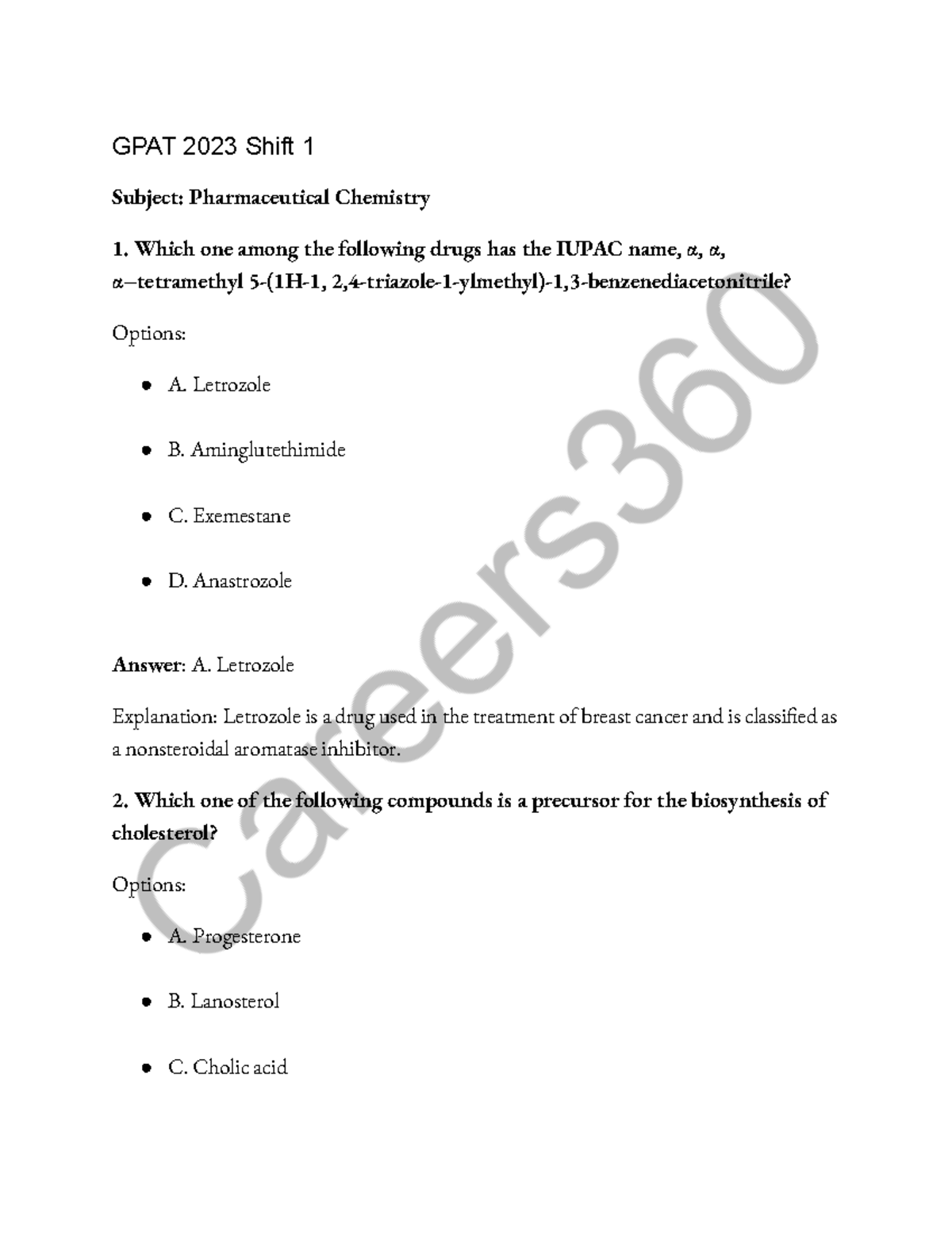 GPAT 2023 Shift 1 - Solutions and Explanations for Pharmaceutical ...