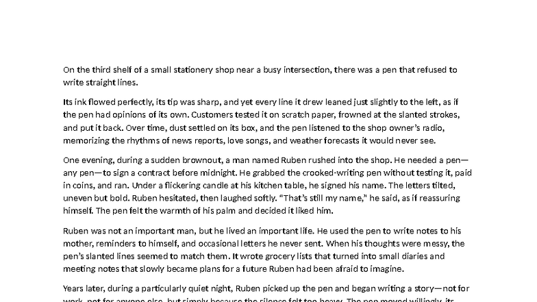 Creative Writing: The Pen That Refused to Write Straight Lines (ENG 16 ...