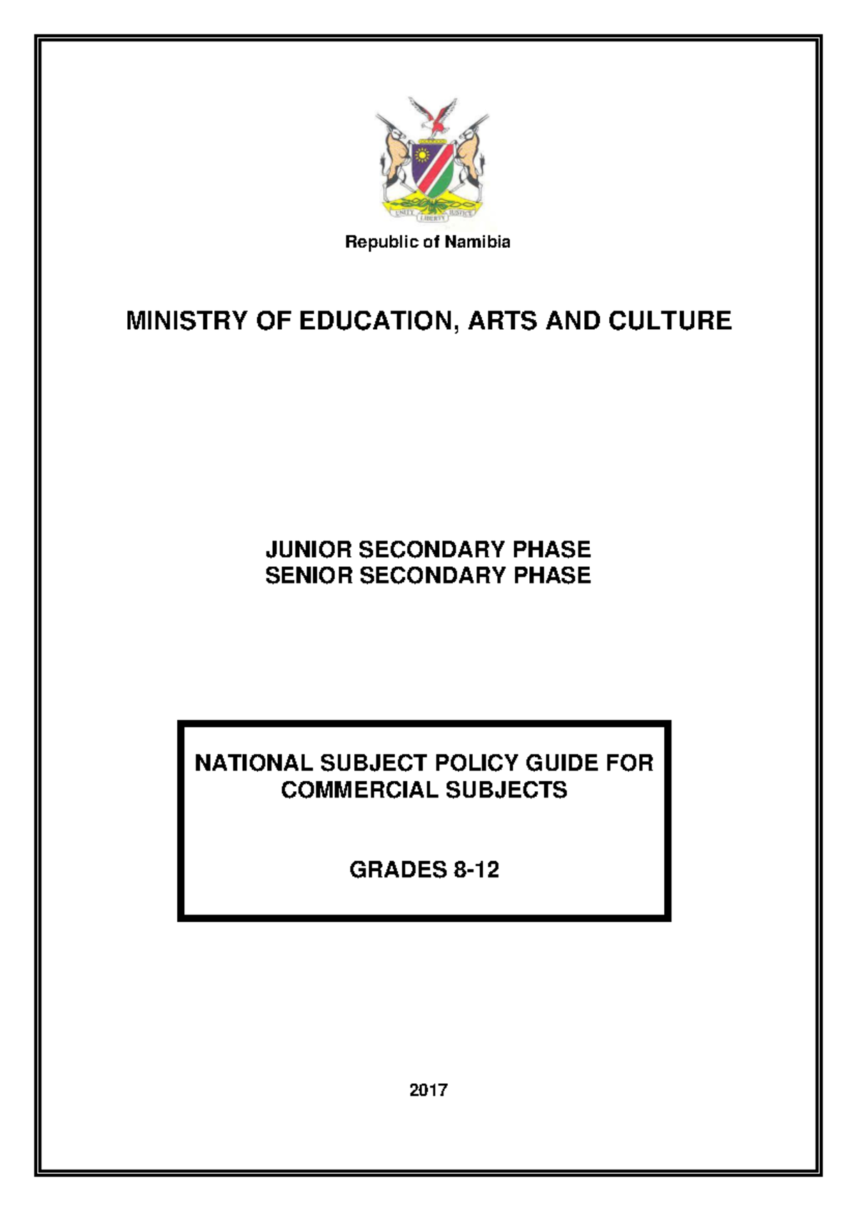 National Subject Policy Guide for Commercial Subjects (Grades 8-12 ...