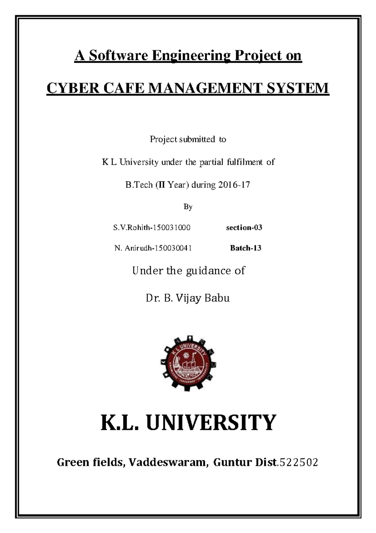 Cyber Cafe Management System - Software Requirement Specification (SRS ...