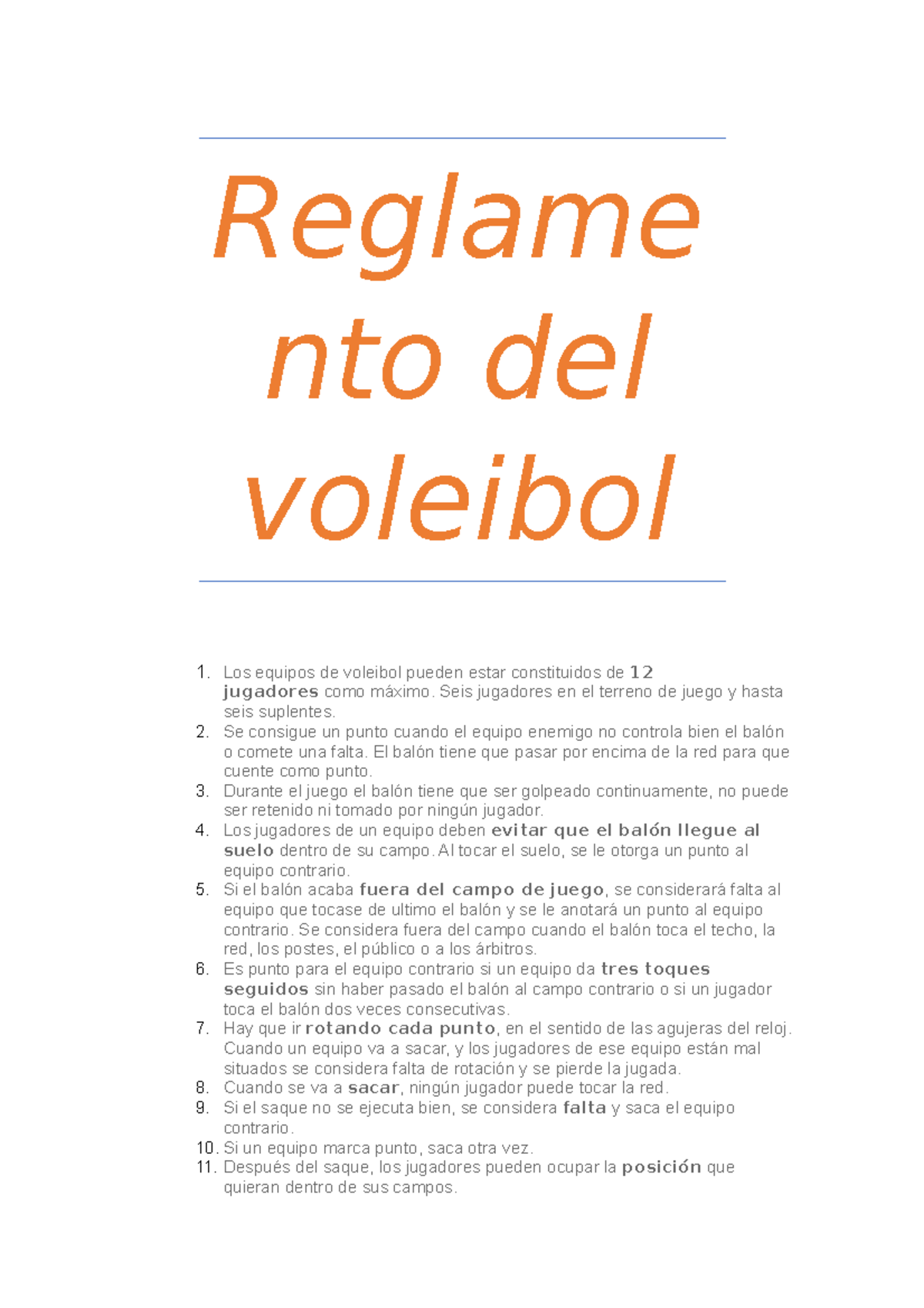 15 Reglas Del Voleibol