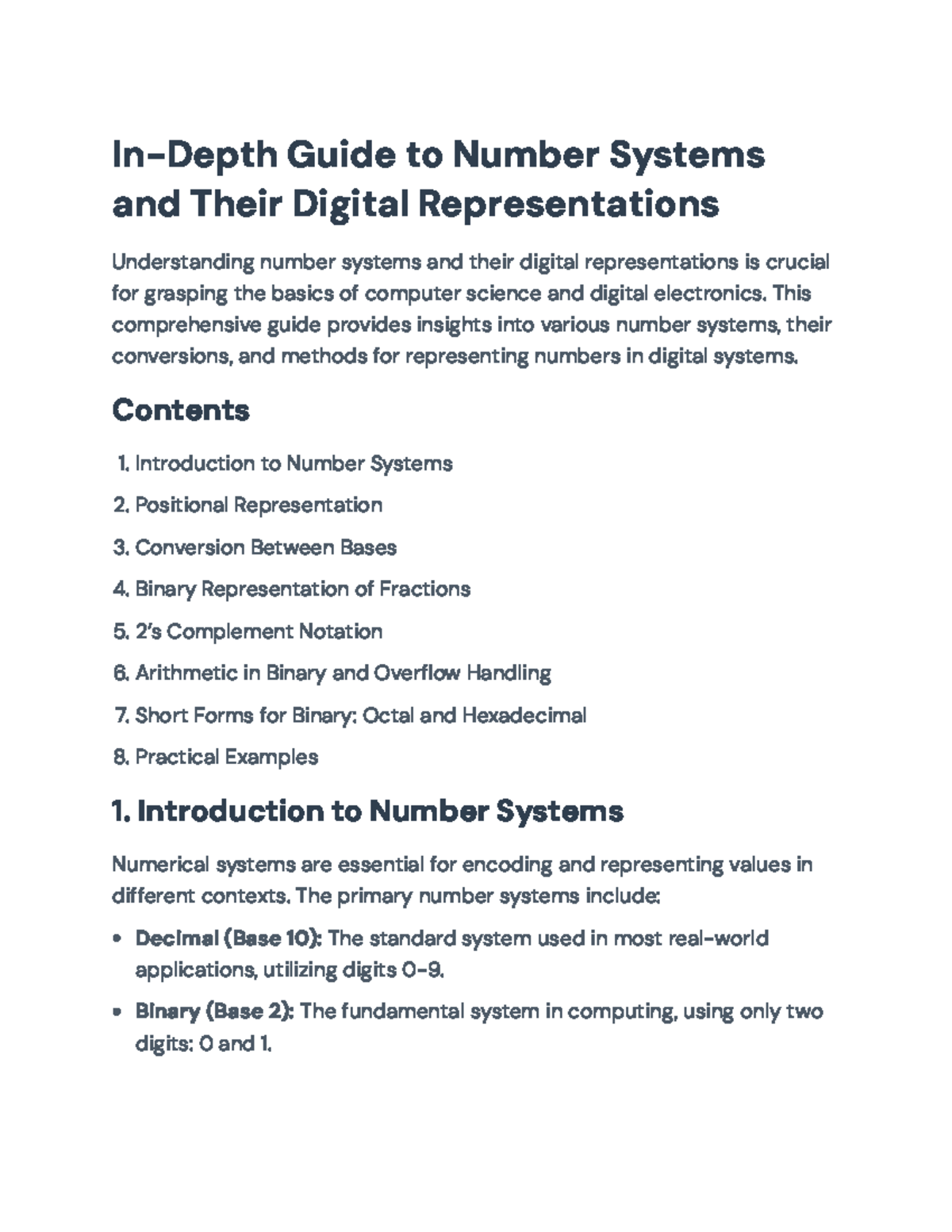 In-Depth Guide to Number Systems and Digital Representations - In-Depth ...