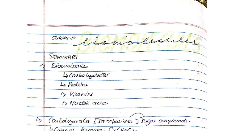 Biomolecules Notes: Summary of Carbohydrates, Proteins, Vitamins ...