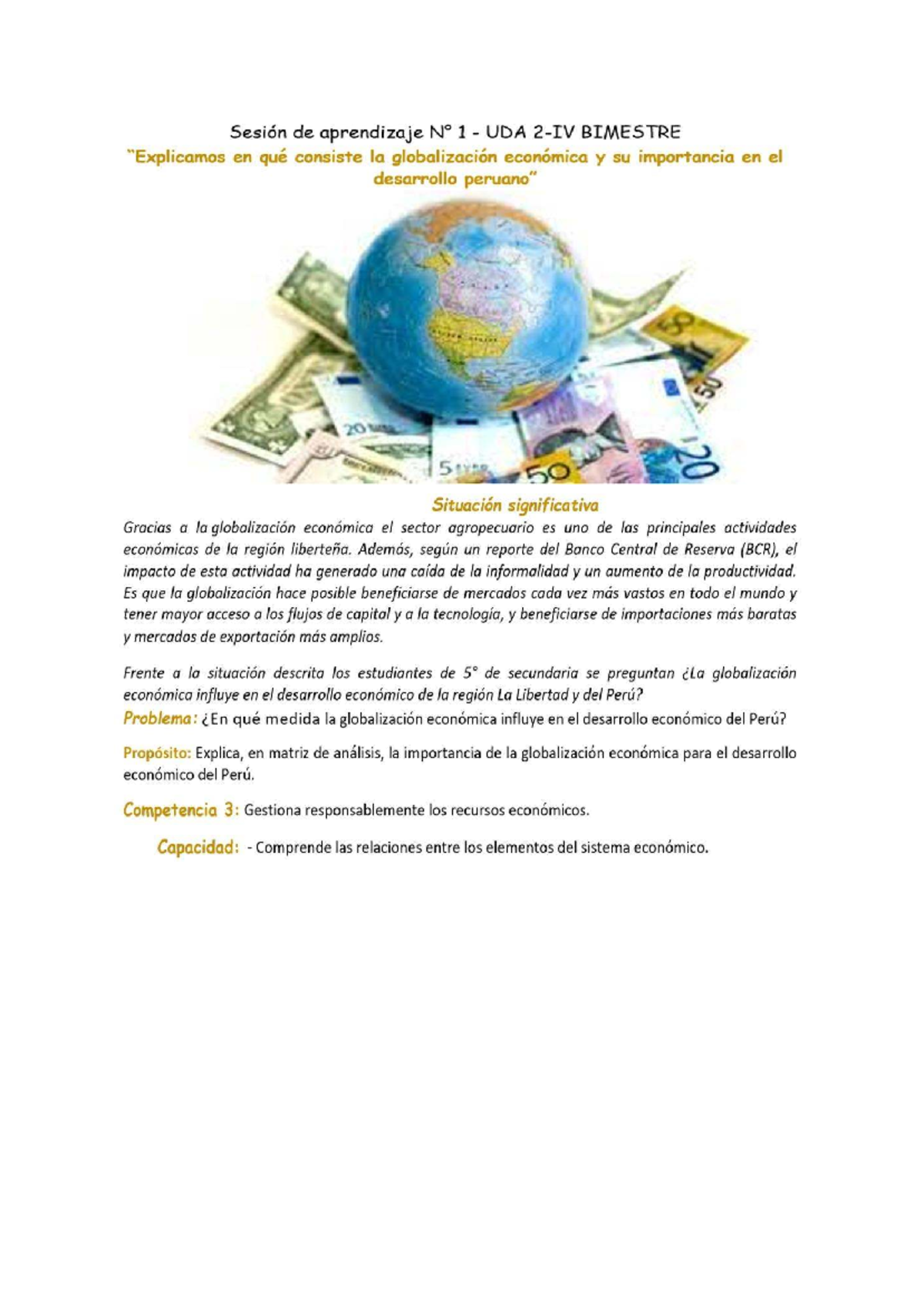 Globalización Económica y Desarrollo en Perú - Ccss - HOLH - Studocu