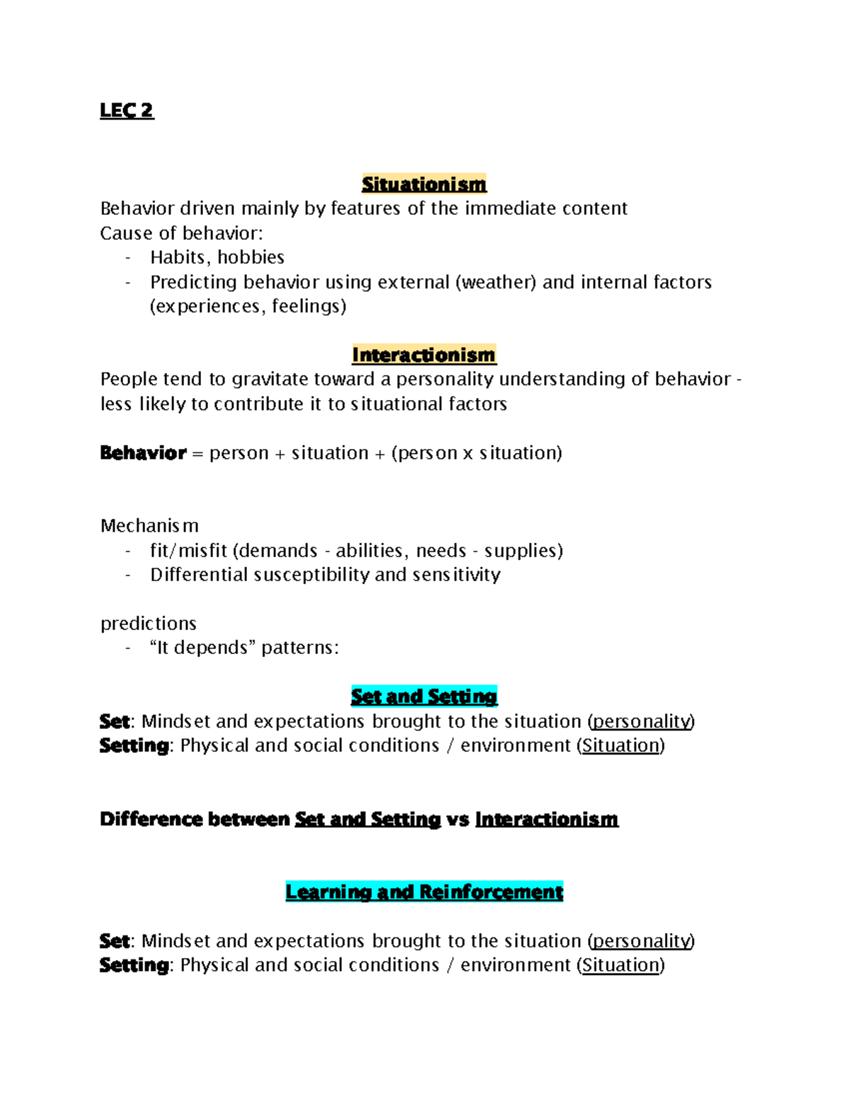 MHR405 Lecture 2: Understanding Situationism and Personality Frameworks ...