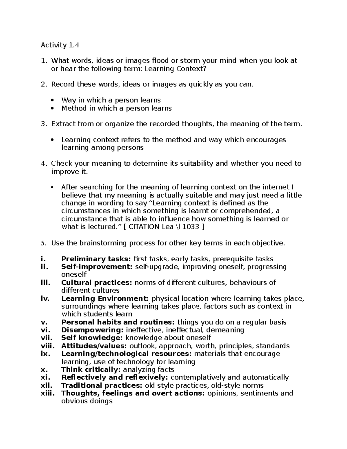 Formative Discussion Activity #3: Understanding Learning Context - Studocu