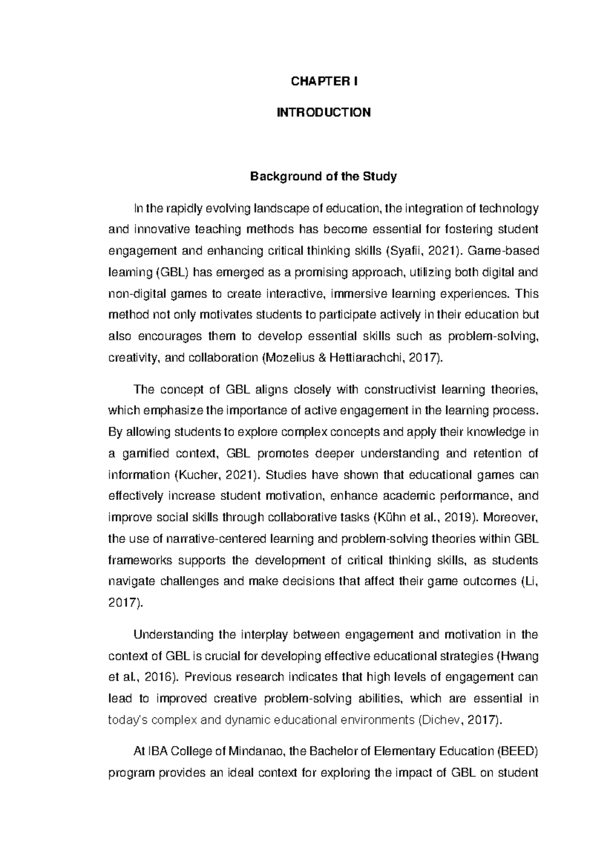 Final-Research-1 - research paper - CHAPTER I INTRODUCTION Background of the Study In the ...