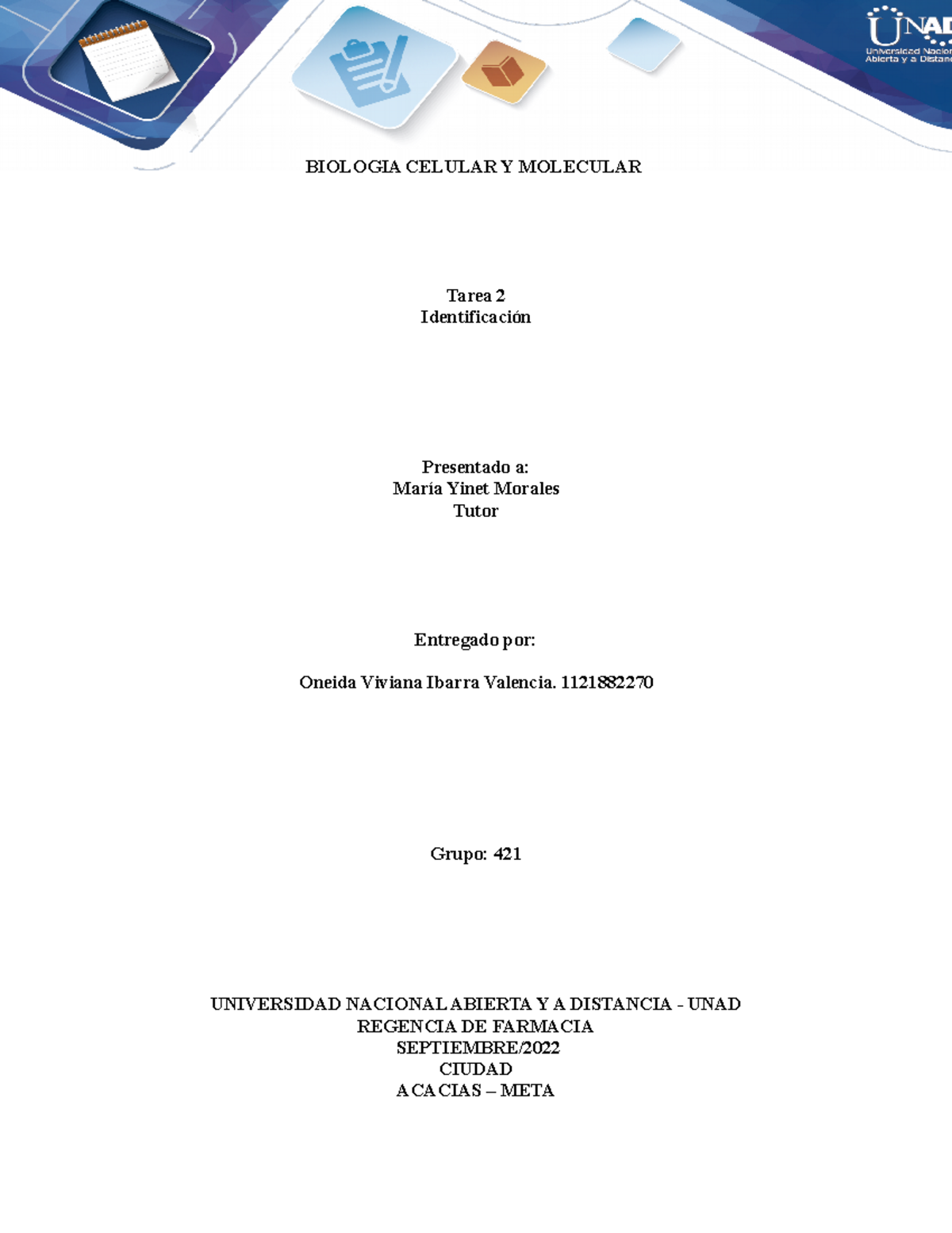 Trabajo Biología Celular y Molecular: Tarea 2 - Identificación de Células - Studocu