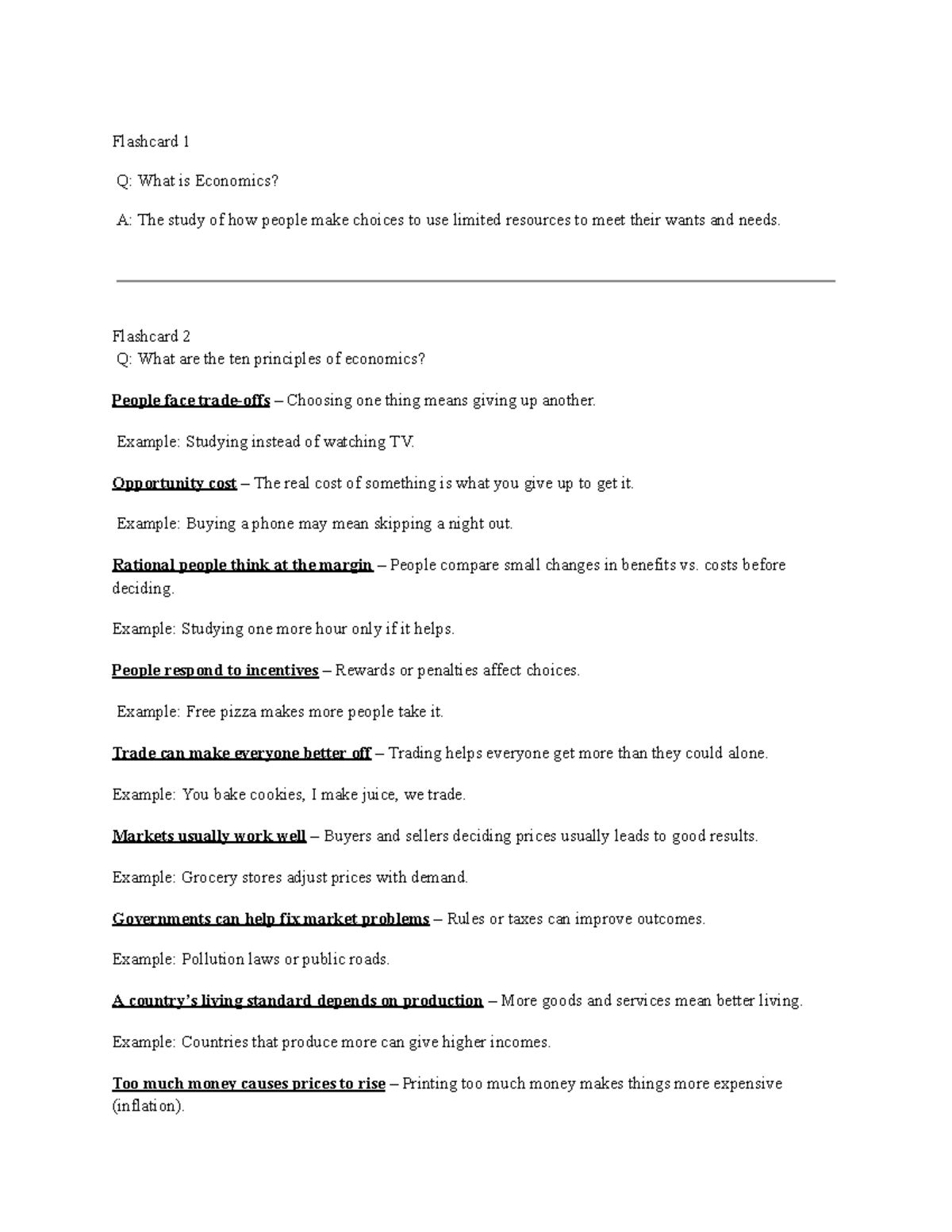 Economics 101: Flashcards on Key Concepts & Definitions for Study - Studocu