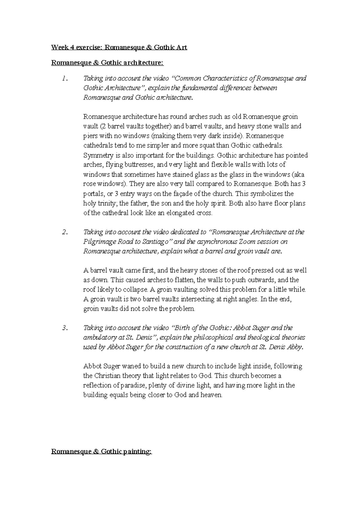 Exercise Week 4 - Romanesque and Gothic Art - Week 4 exercise ...