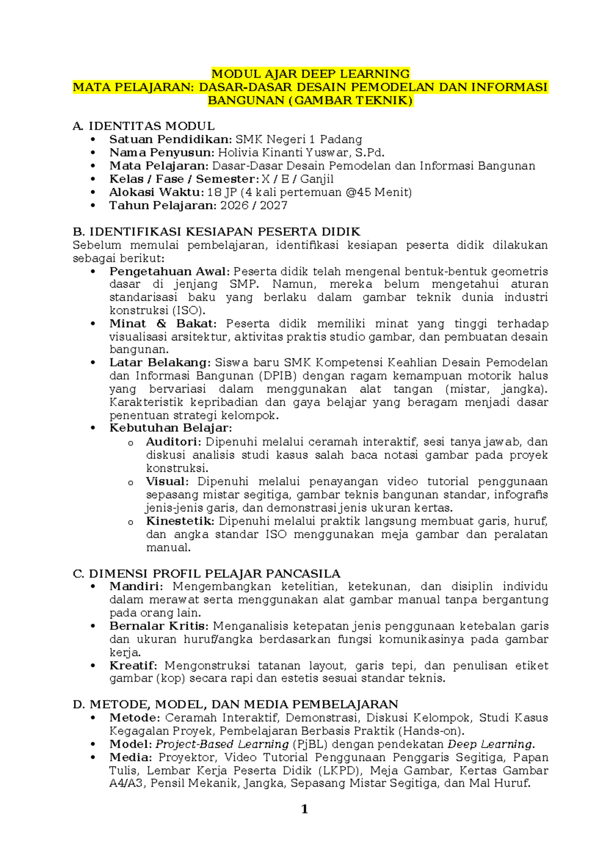 Modul Ajar Deep Learning: Desain Pemodelan & Gambar Teknik Kelas X E ...
