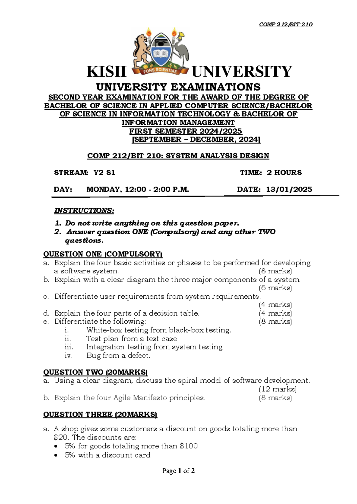 COMP 210: System Analysis & Design - Final Exam Notes - Studocu
