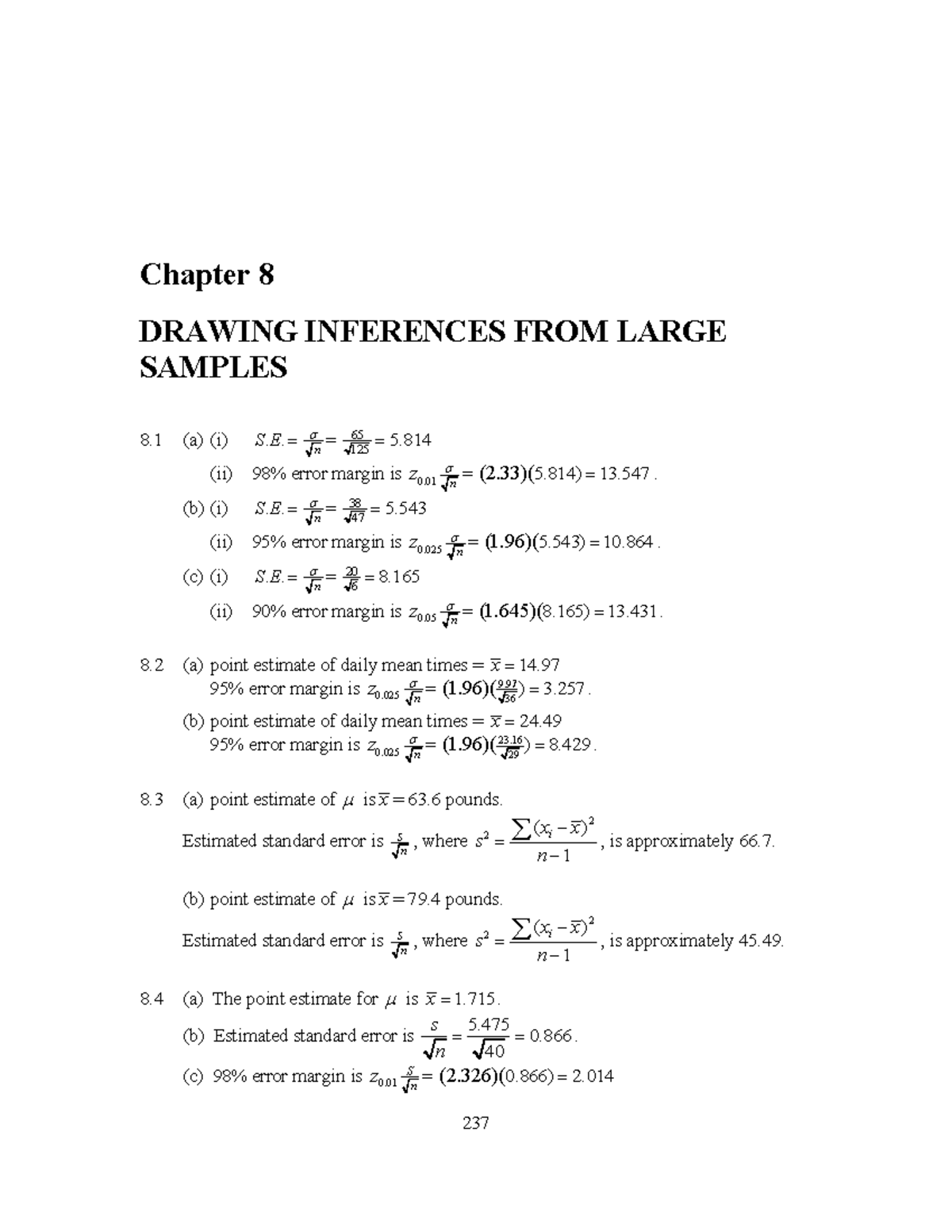 Ch08 Drawing Inferences from Large Samples: Key Concepts and Methods ...