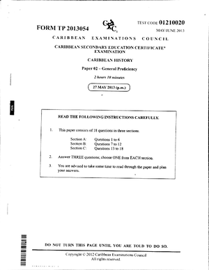 CSEC English A January 2023 P1 - Studocu