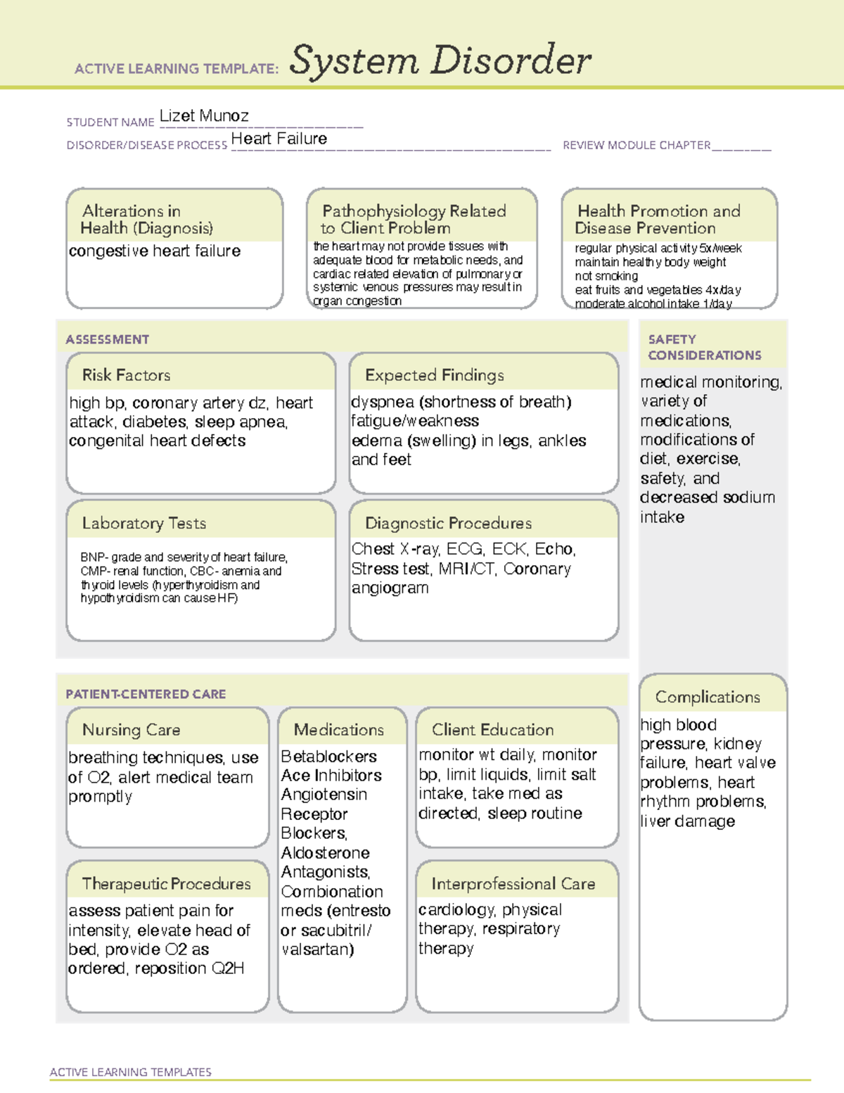 Heart Failure - Diagnosis Cards - ACTIVE LEARNING TEMPLATES System ...