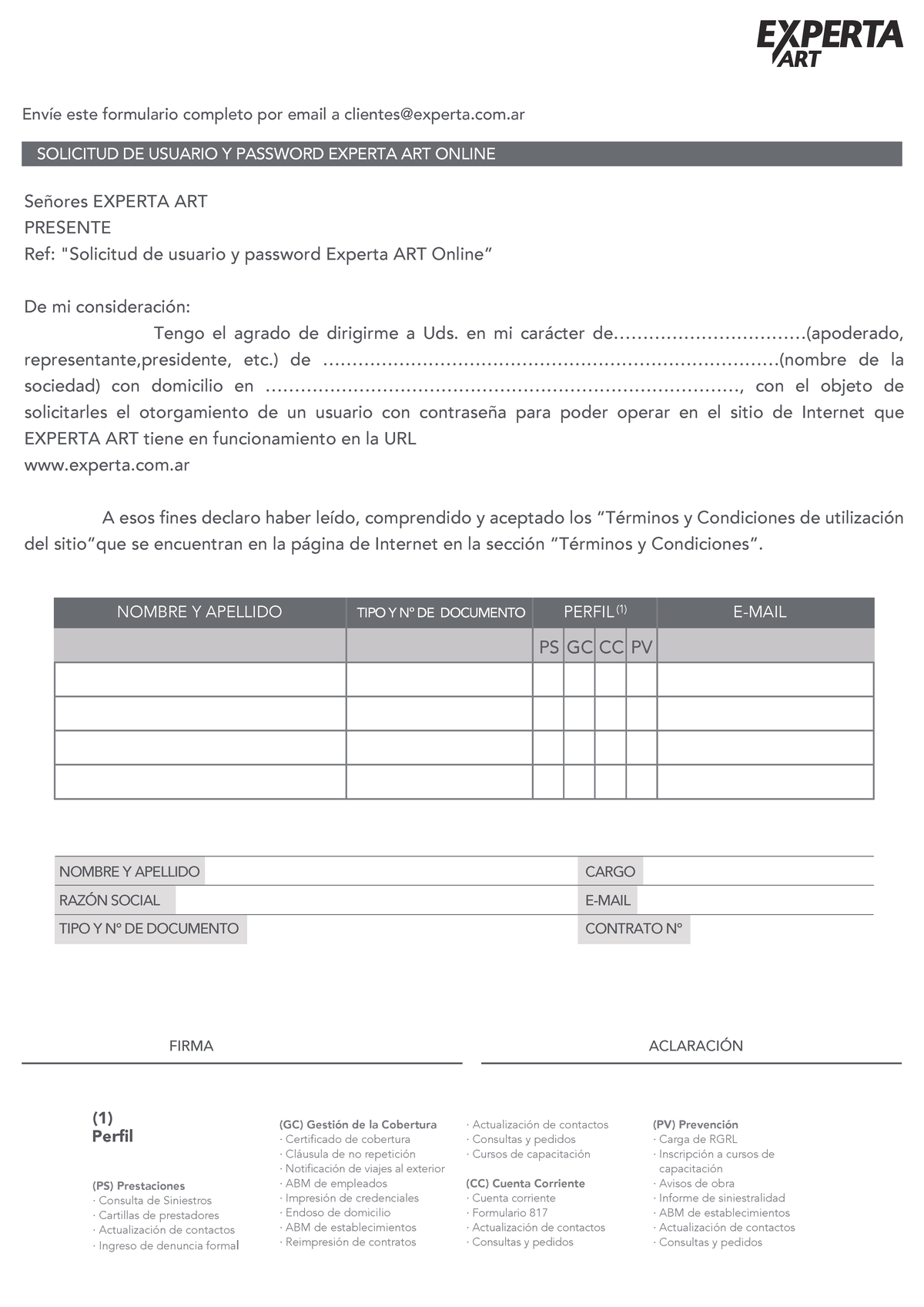 Solicitud de Usuario y Contraseña - Experta Art Online - Studocu