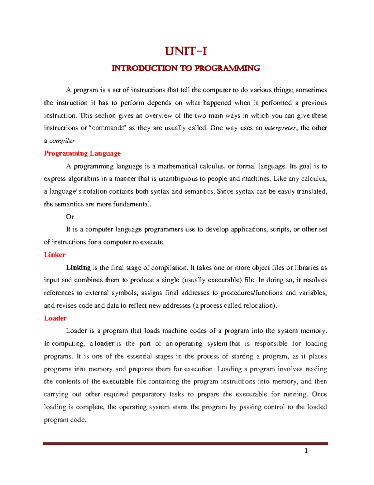 FOC Notes I YER II SEM ALL - 1 Fundamentals of computers (FOC) BSC and ...