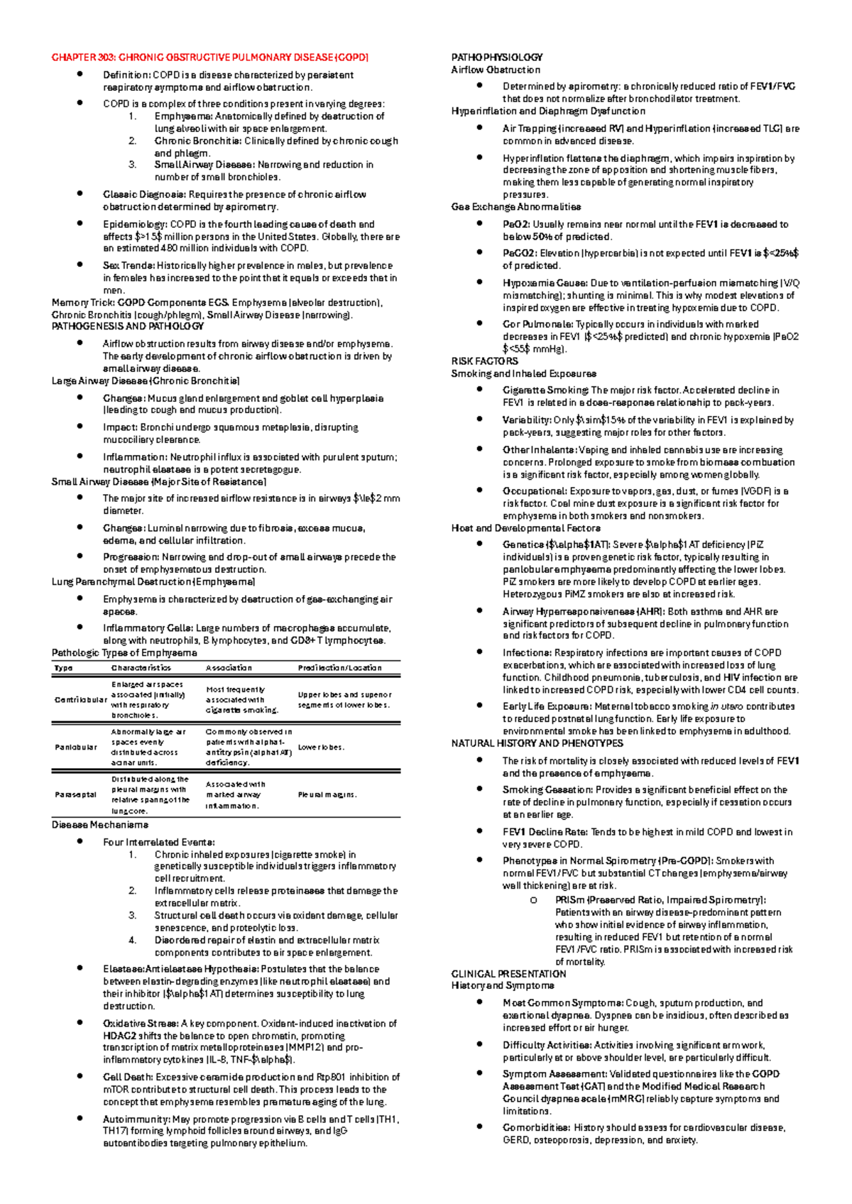 CHAPTER 303: COPD Overview and Management Strategies - Studocu