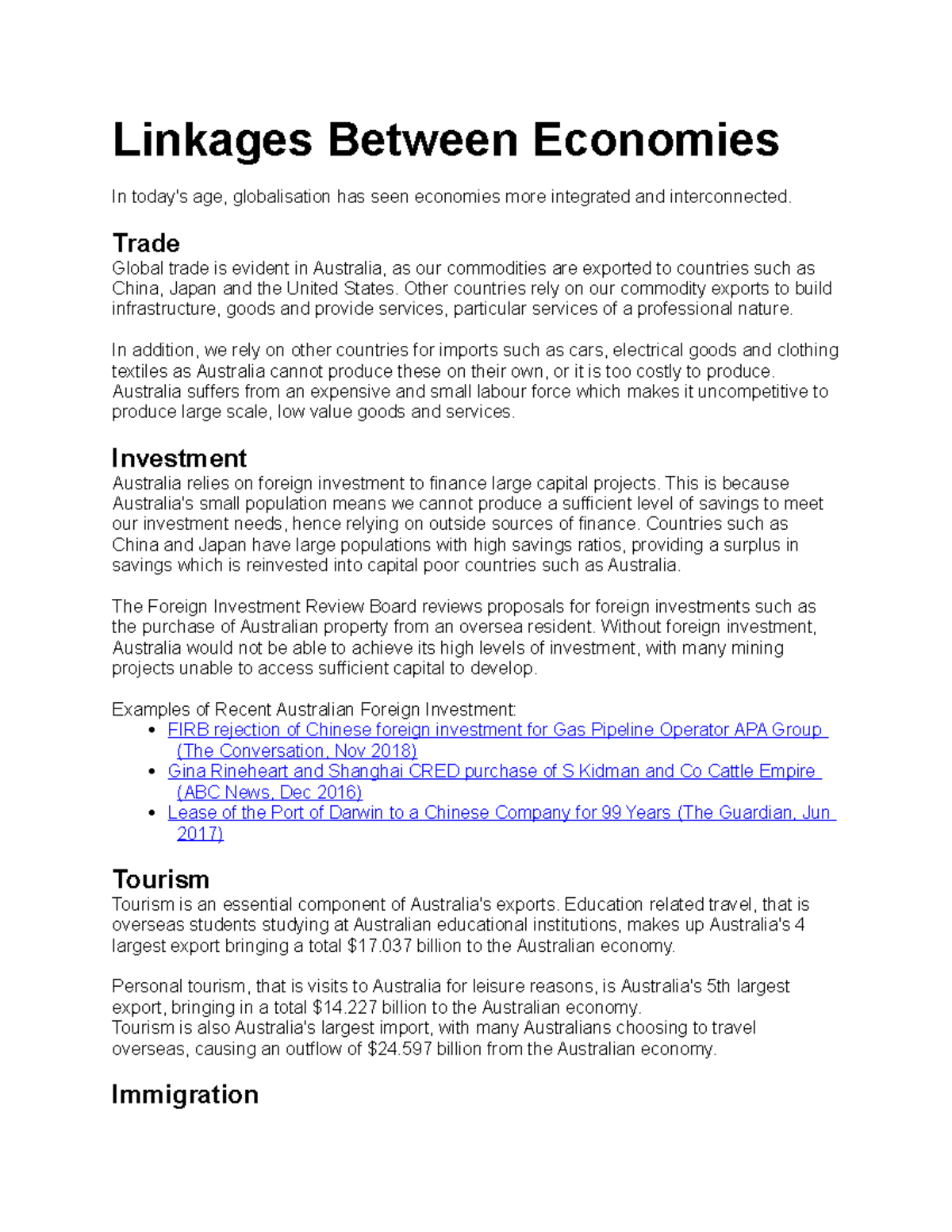 ECON Y12 Sem 1 - ATAR Globalisation and Economic Integration Insights ...