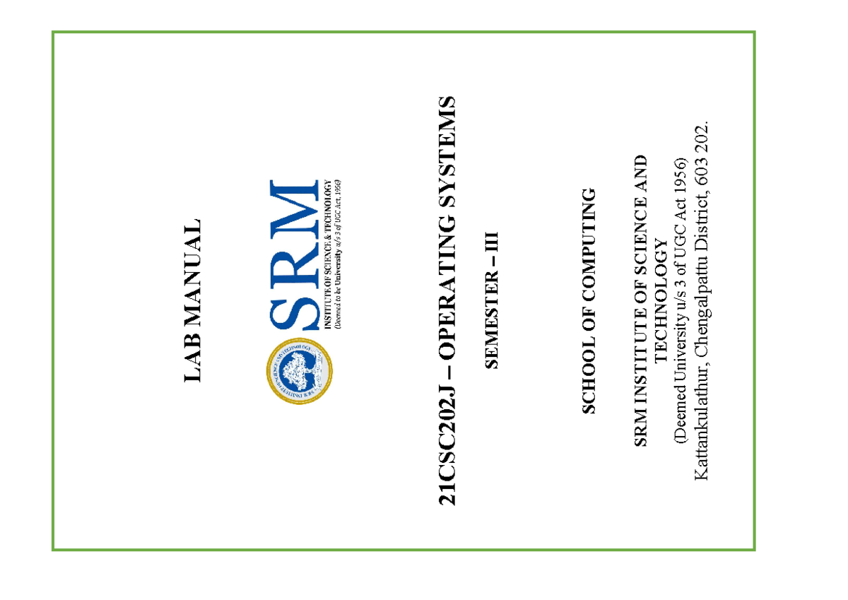 OS LAB Manual EX 1&2 - 21CSC202J - Operating Systems Lab Exercises ...