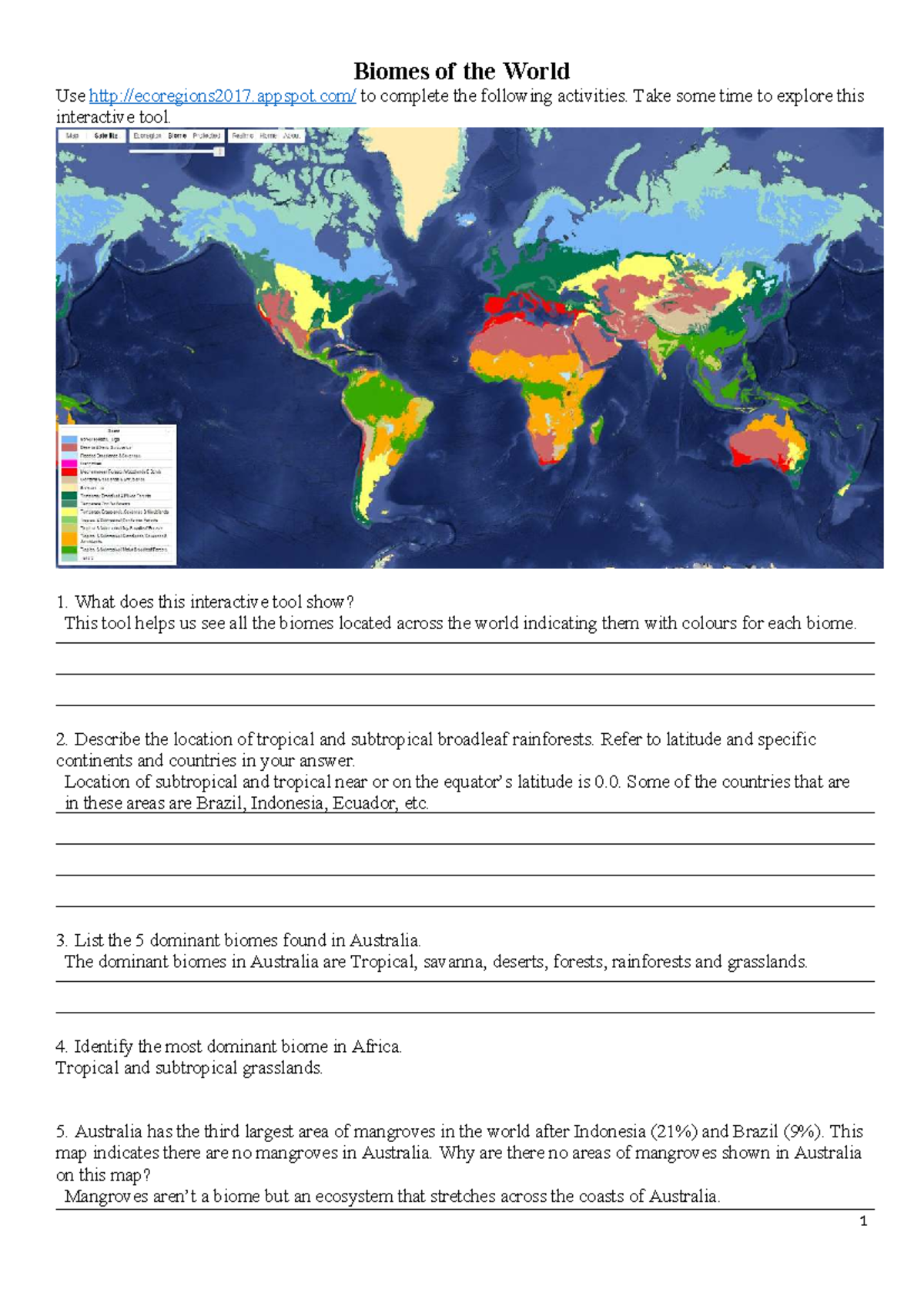 Biomes of the World: Canvas Task Overview and Activities - Studocu