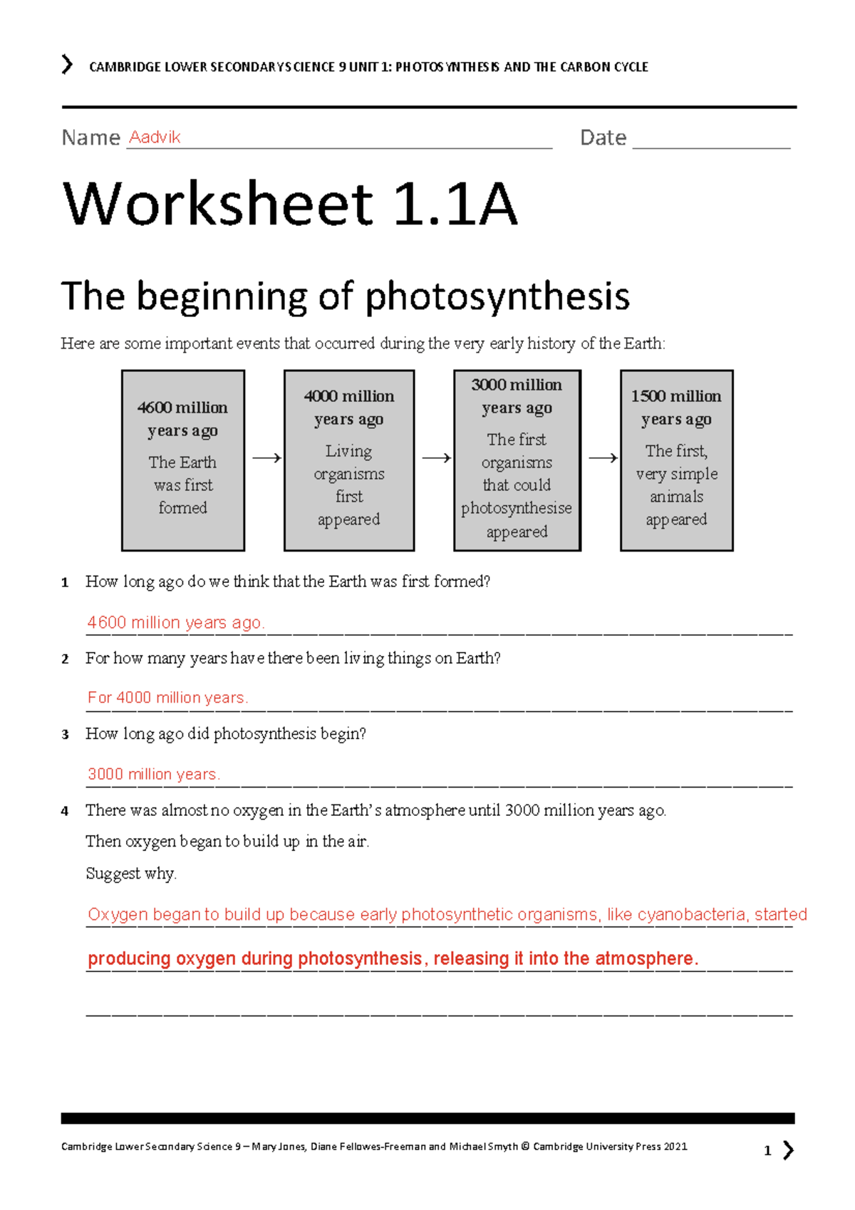 S9 Unit 1 Worksheets: Photosynthesis & Carbon Cycle Activities - Studocu