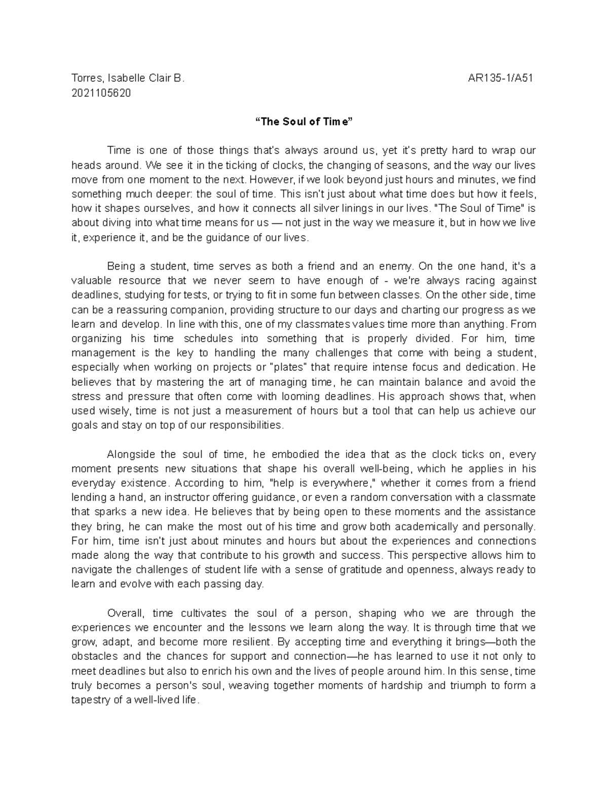 Descriptive essay - archi essay - Torres, Isabelle Clair B. AR135-1/A ...
