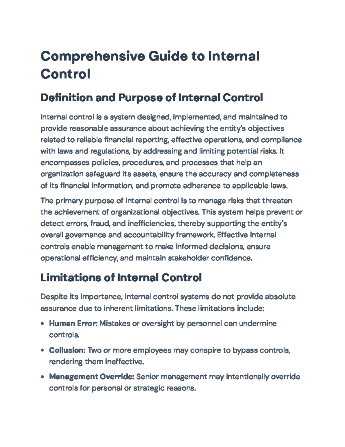 Comprehensive Guide to Internal Control: Risks, Design, and Auditing ...