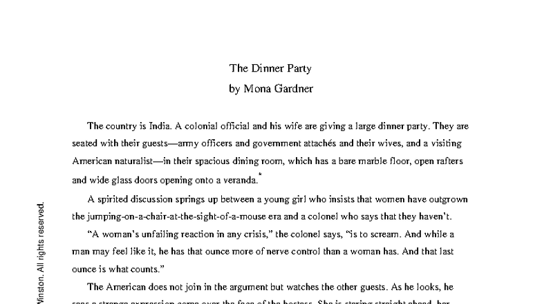 The Dinner Party Analysis - ENG 101 Essay Notes - Studocu