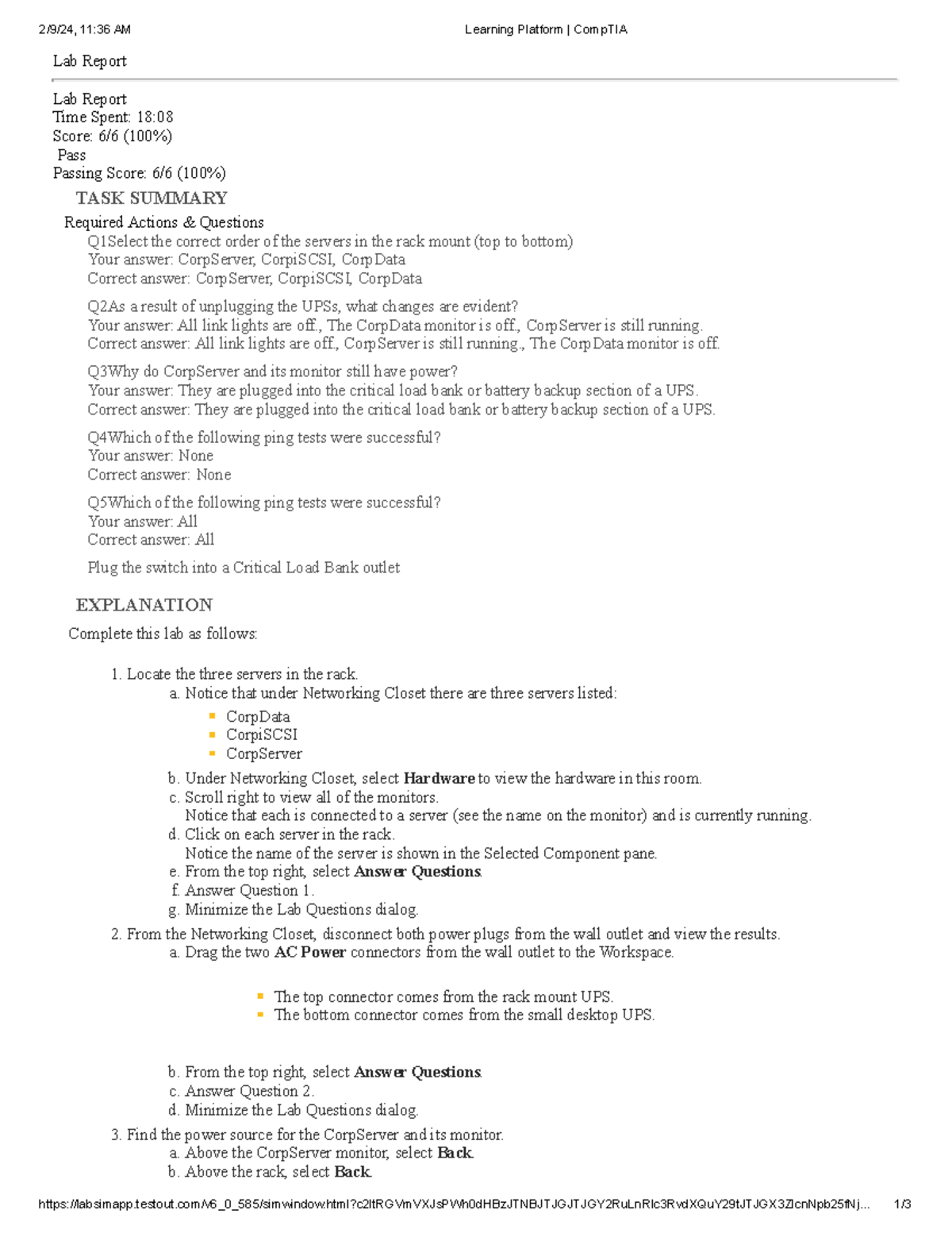 CompTIA Lab Report: 5.3.6 Physical Connectivity Overview - Studocu