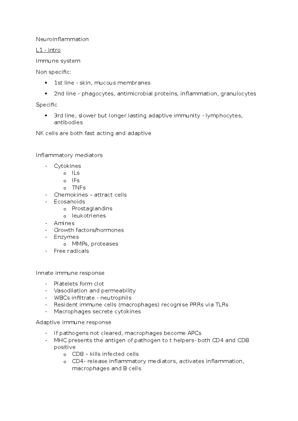 Neuroinflammation - Lecture Notes on Immune System Mechanisms and ...
