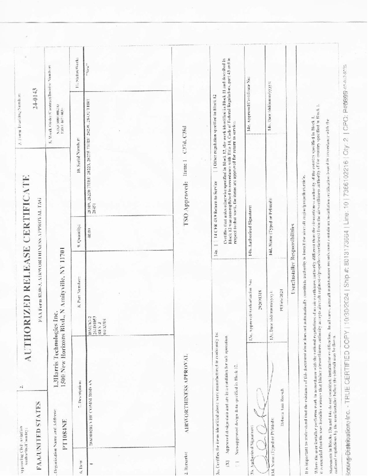 FAA Form 2.3 Airworthiness Approval Certificate for Antenna DMC63 - Studocu